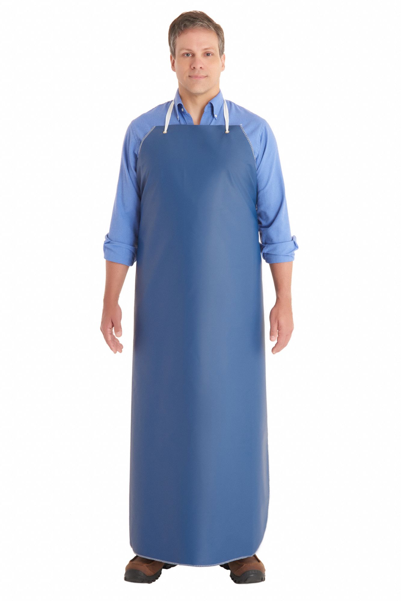 ANSELL Chemical Resistant Bib Apron: Urethane, Light Duty, Shin, Blue ...