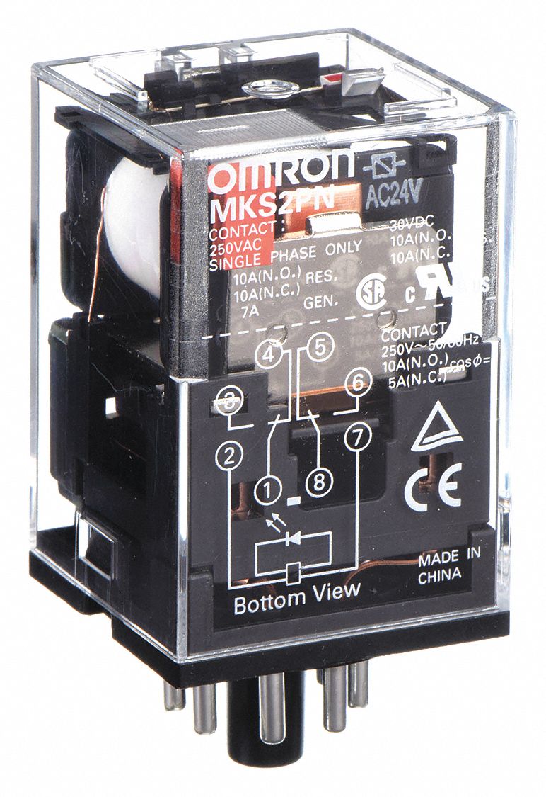 OMRON, Socket Mounted, 10 A Current Rating, General Purpose Relay - 5EMF9|MKS2PNAC24 - Grainger