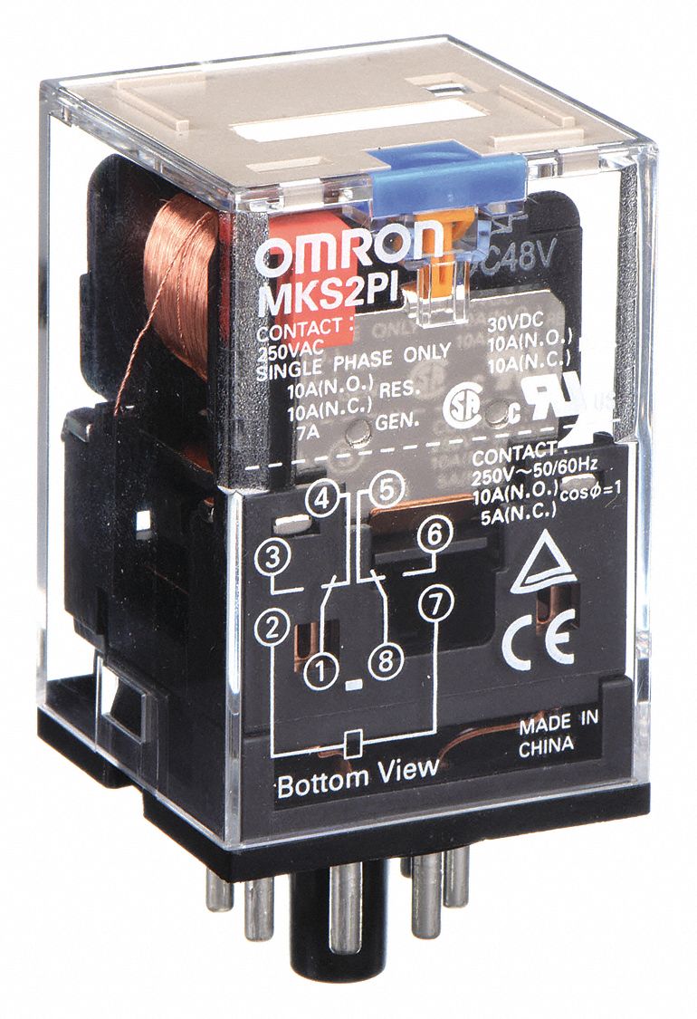 OMRON, Socket Mounted, 10 A Current Rating, General Purpose Relay - 5EMH5|MKS2PIDC48 - Grainger