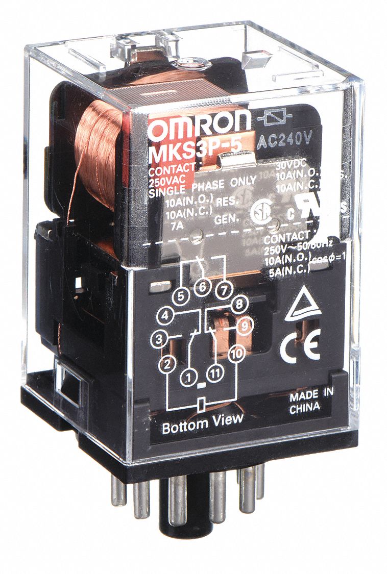 OMRON, Socket Mounted, 10 A Current Rating, General Purpose Relay - 5EMH8|MKS3P5AC240 - Grainger
