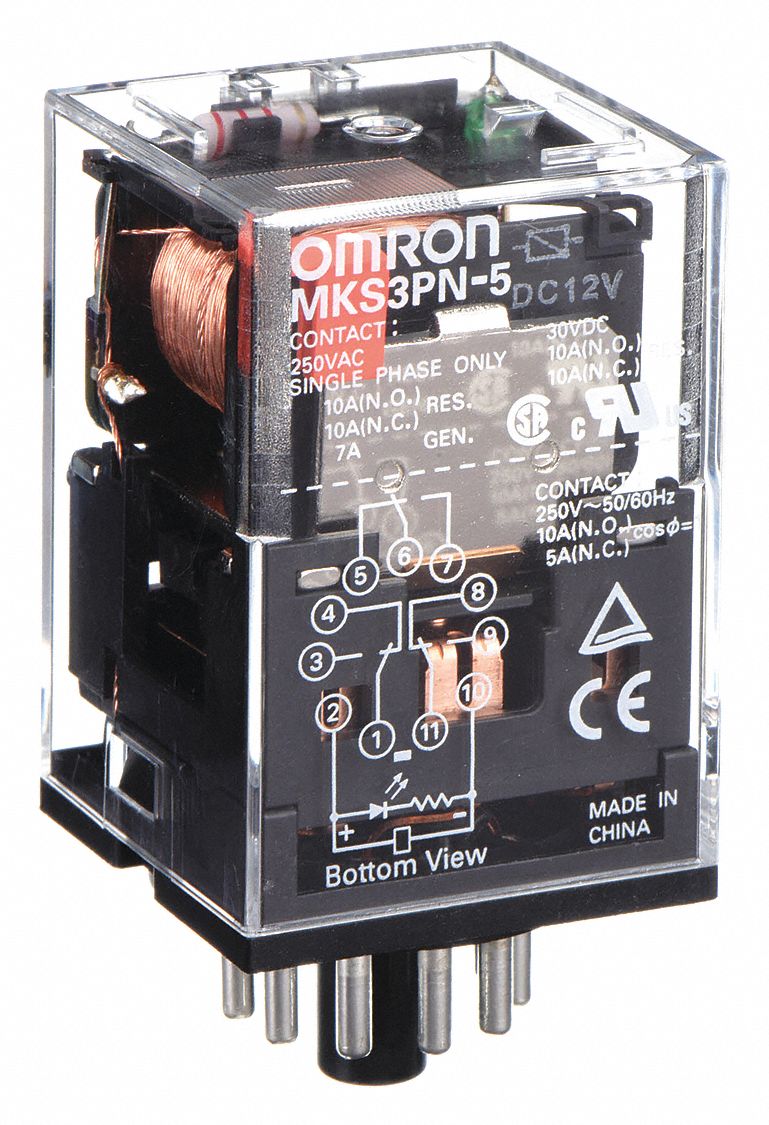 OMRON, Socket Mounted, 10 A Current Rating, General Purpose Relay - 5EMJ9|MKS3PN5DC12 - Grainger