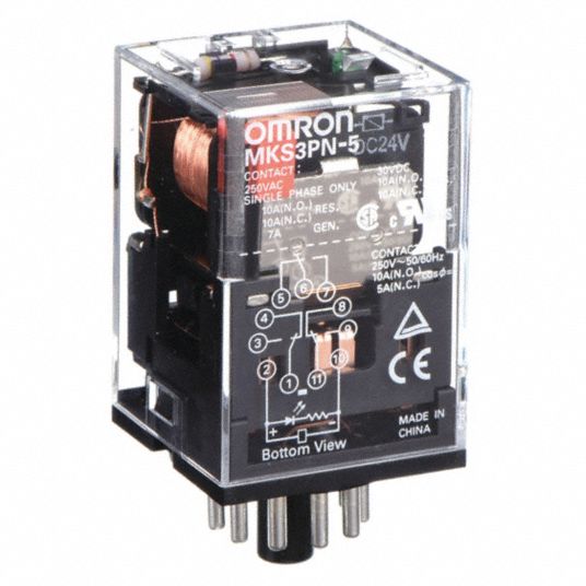OMRON, Socket Mounted, 10 A Current Rating, General Purpose Relay - 5EMK0|MKS3PN5DC24 - Grainger