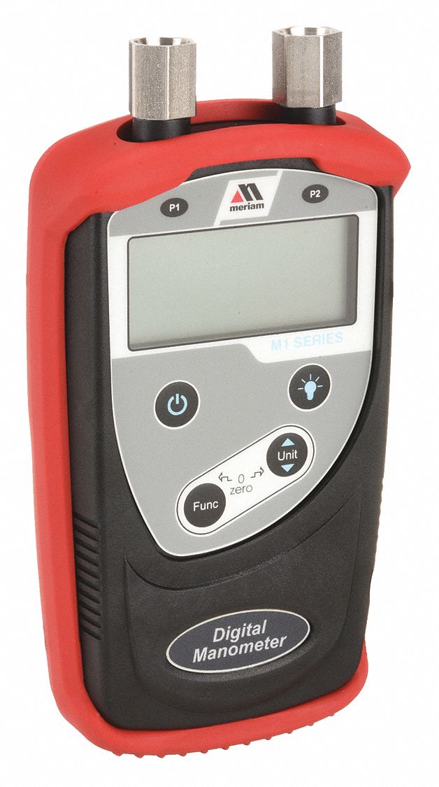 MERIAM, 0 in wc to 28 in wc, LCD, Digital Manometer - 5ENL8|ZM100-2 ...
