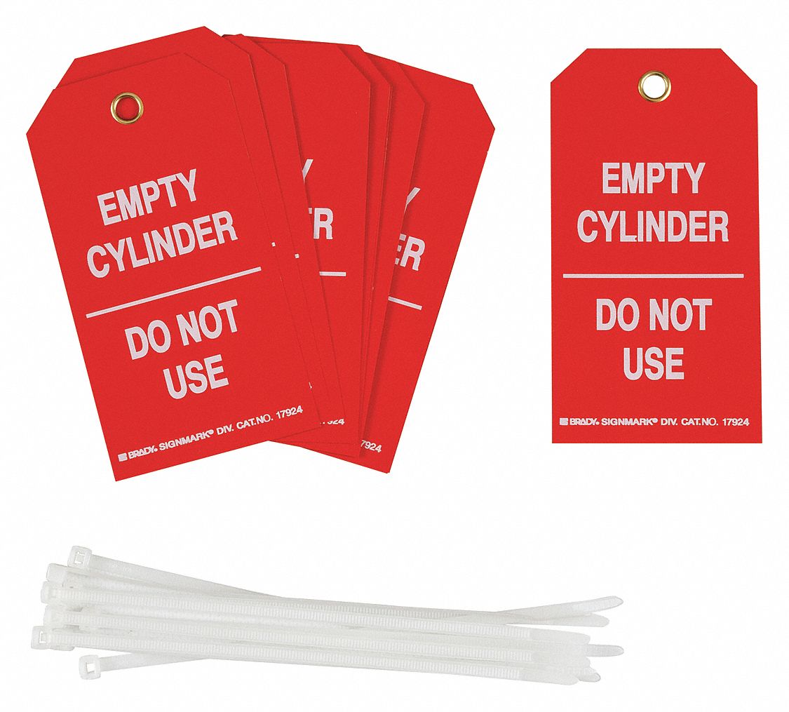 BRADY CYL STAT TAG,5-3/4 X 3 IN,WHT/R,MET,PK10 - Safety Tags - WWG5ENY9 ...