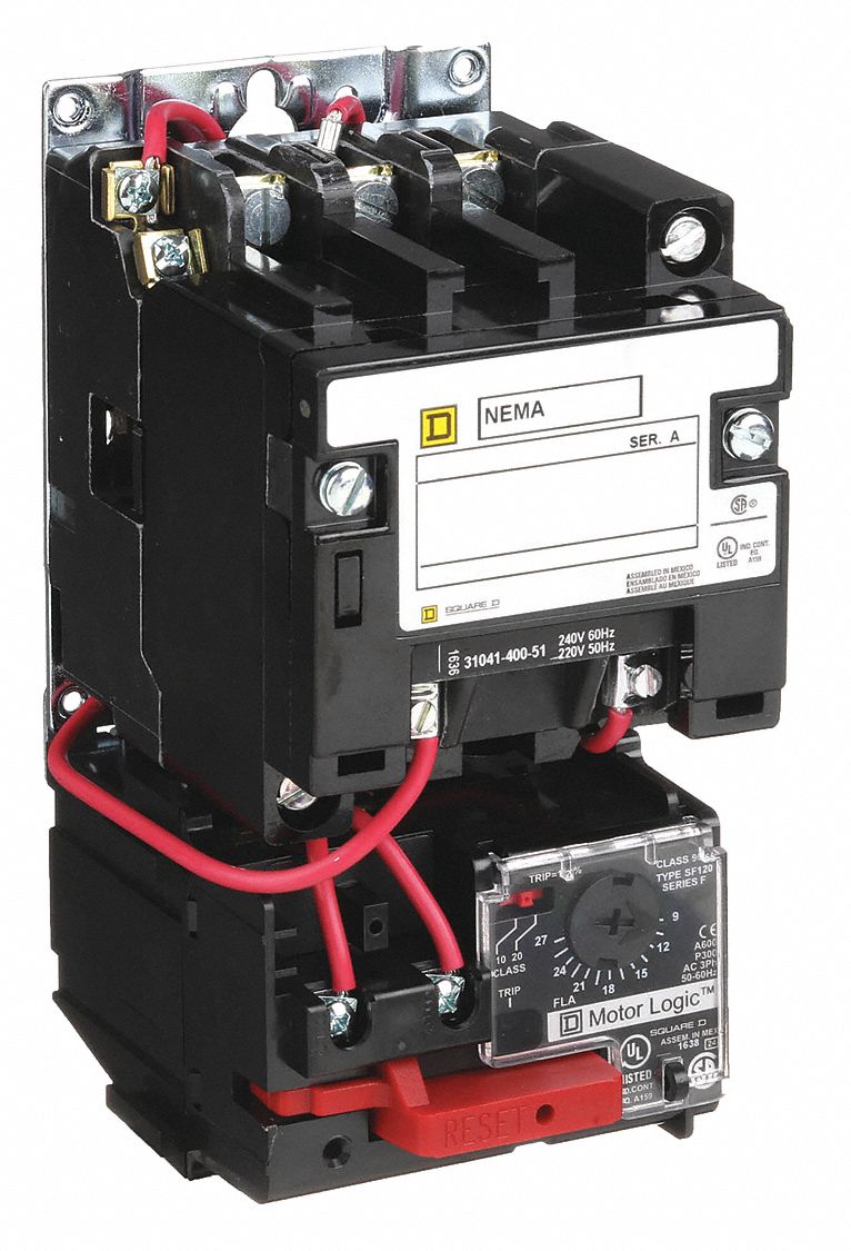 SQUARE D, Non-Reversing, 3 Poles, NEMA Magnetic Motor Starter - 5F041 ...