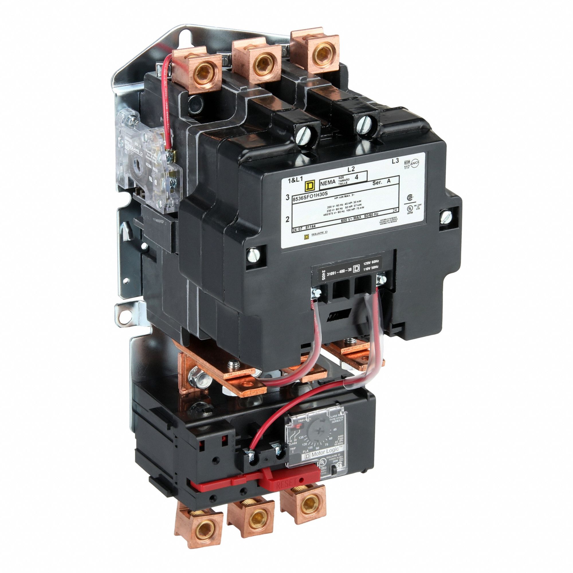 SQUARE D, Non-Reversing, 3 Poles, NEMA Magnetic Motor Starter - 5F155 ...