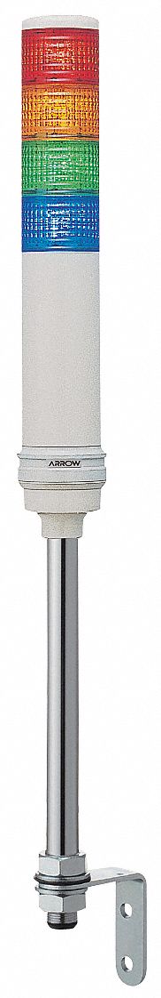 SCHNEIDER ELECTRIC, 4 Tier, Blue/Green/Orange/Red, Tower Light Assembly ...