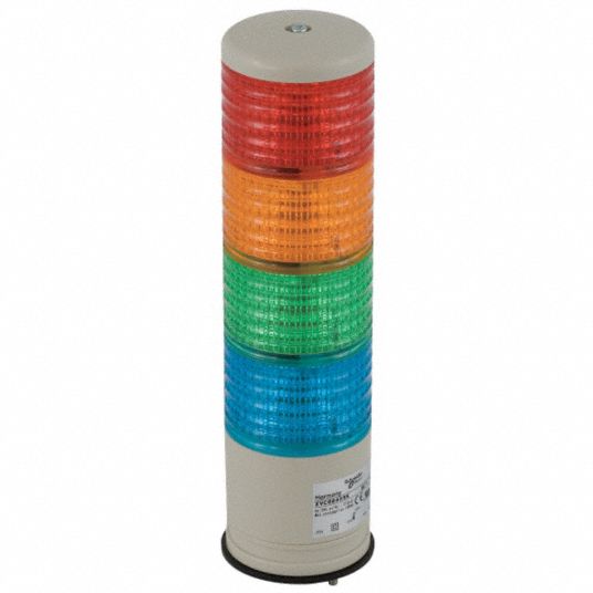 SCHNEIDER ELECTRIC, 4 Tier, Blue/Green/Orange/Red, Tower Light Assembly ...