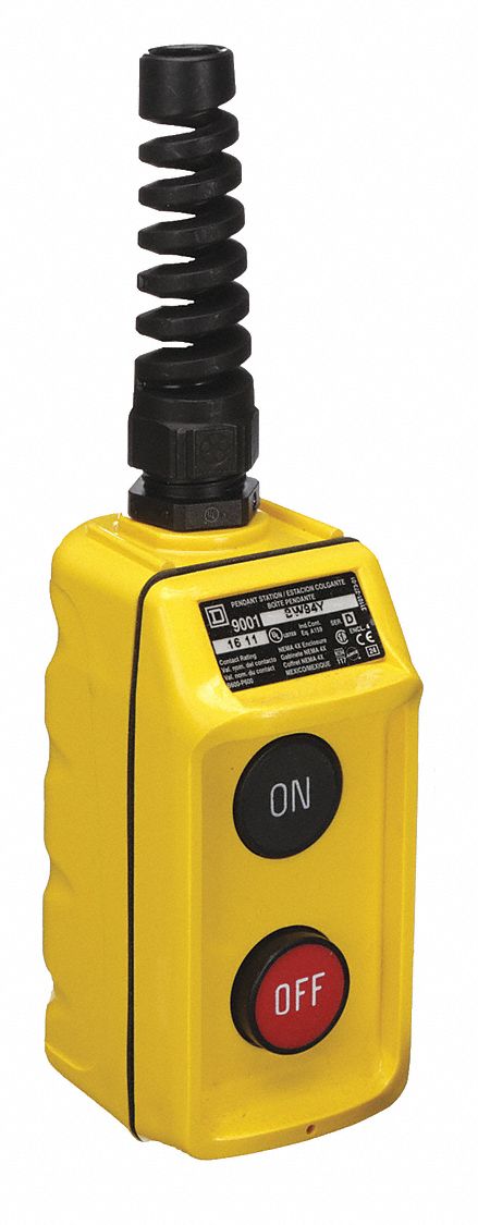 SQUARE D, (2) Push Buttons, 1NO/1NC, Pendant Control Station - 5FTR0|9001BW94Y - Grainger