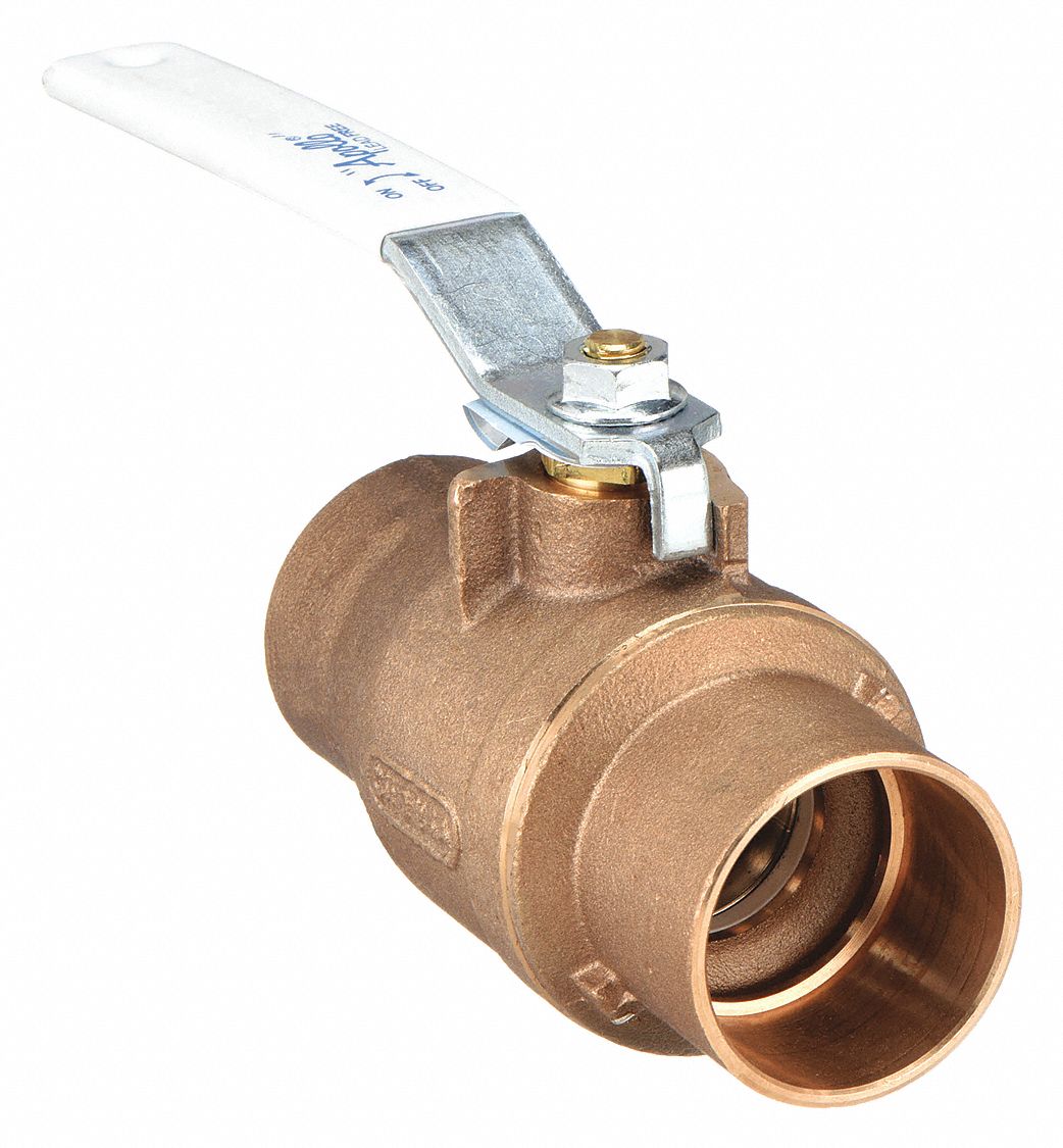 APOLLO MANUAL TWO-WAY BALL VALVE: 2 IN SIZE, BRONZE, STRAIGHT, SWEAT X SWEAT, STD PORT BALL PORT ...