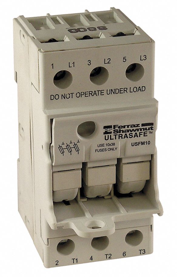 MERSEN Finger-Safe Fuse Block: 3 Poles, 0 to 30 A, 600V AC/DC, Screw ...