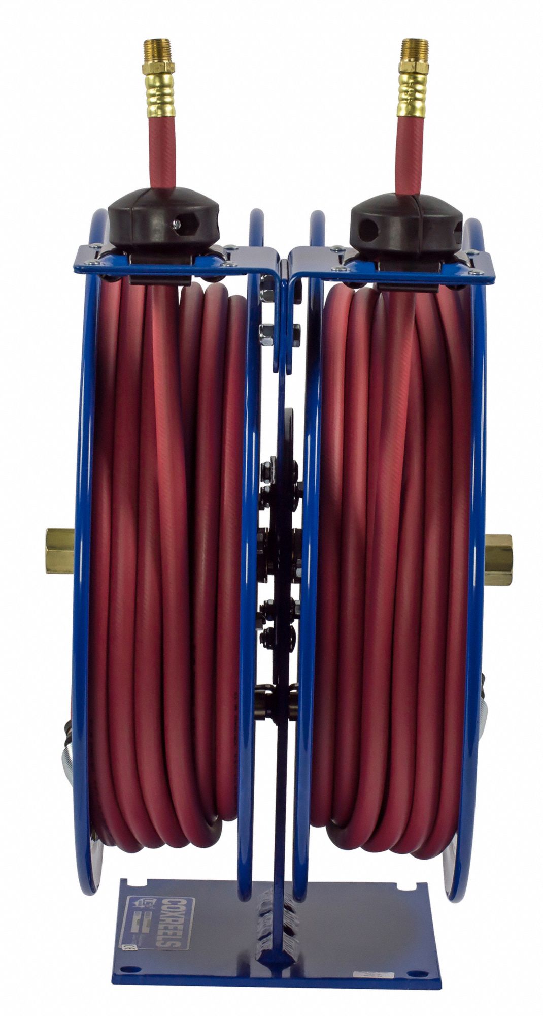 COXREELS Dual Reel Spring Return Hose Reel: 50 ft (3/8 in I.D.), 3/8 in ...