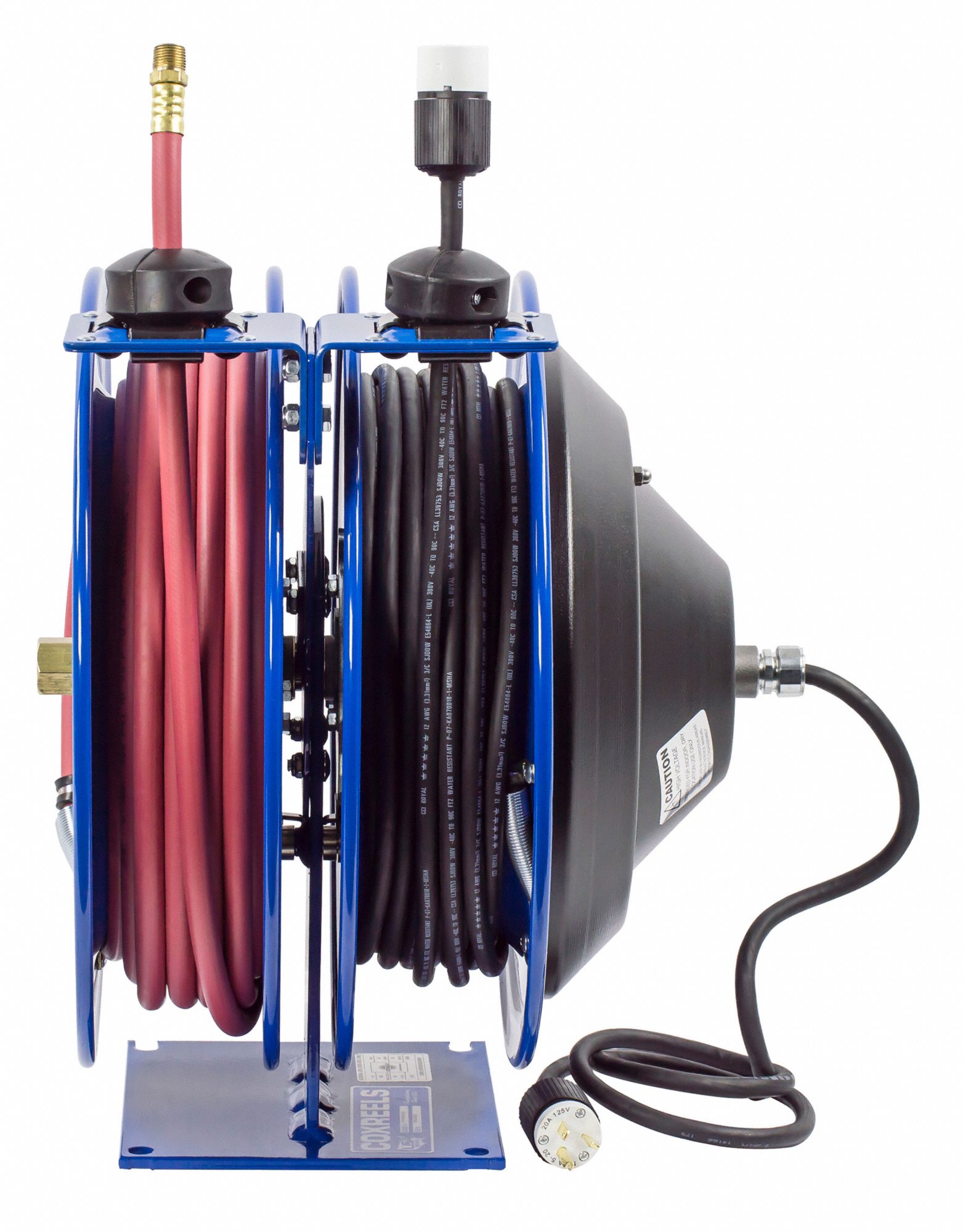 COXREELS Dual Reel Spring Return Hose Reel: 50 ft (3/8 in I.D.), 3/8 in ...