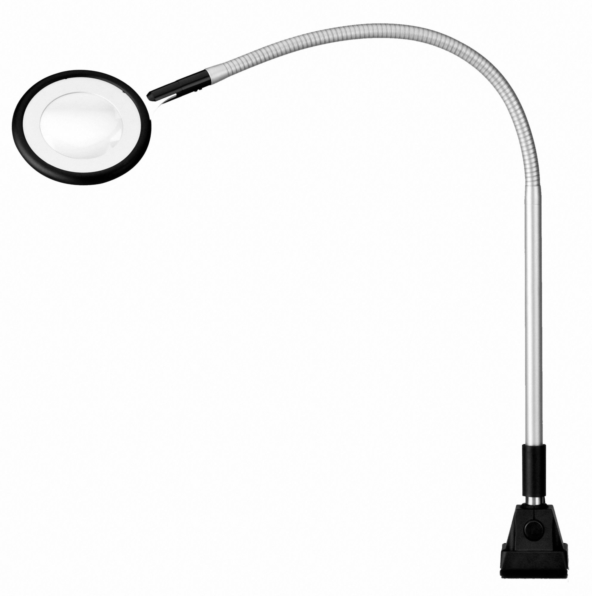 WALDMANN Round Magnifier Light, LED, 26 in Arm Length, 2.30x, Black ...