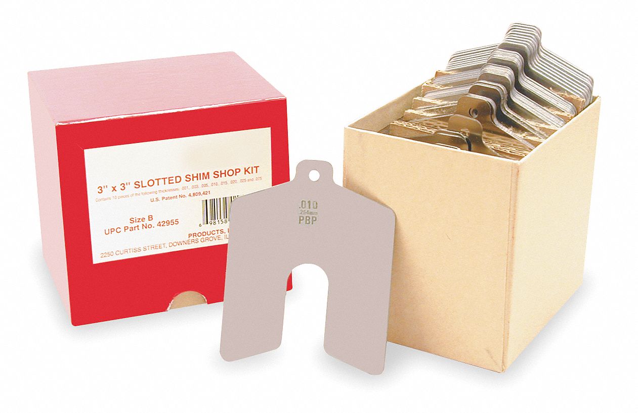 Stainless Steel Slotted Shim with Tab Assortment, 80 Pcs., Trade Size ...