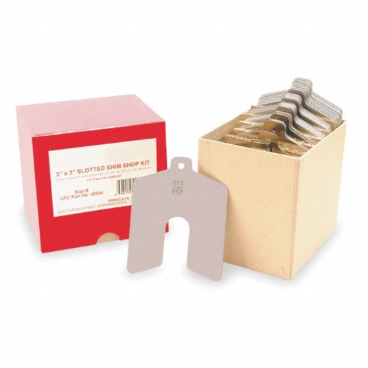Stainless Steel Slotted Shim with Tab Assortment, 80 Pcs., Trade Size ...