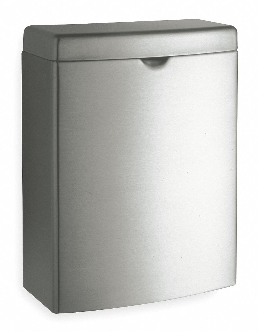 Receptacle, 10 in Height, Stainless Steel, Satin - Grainger