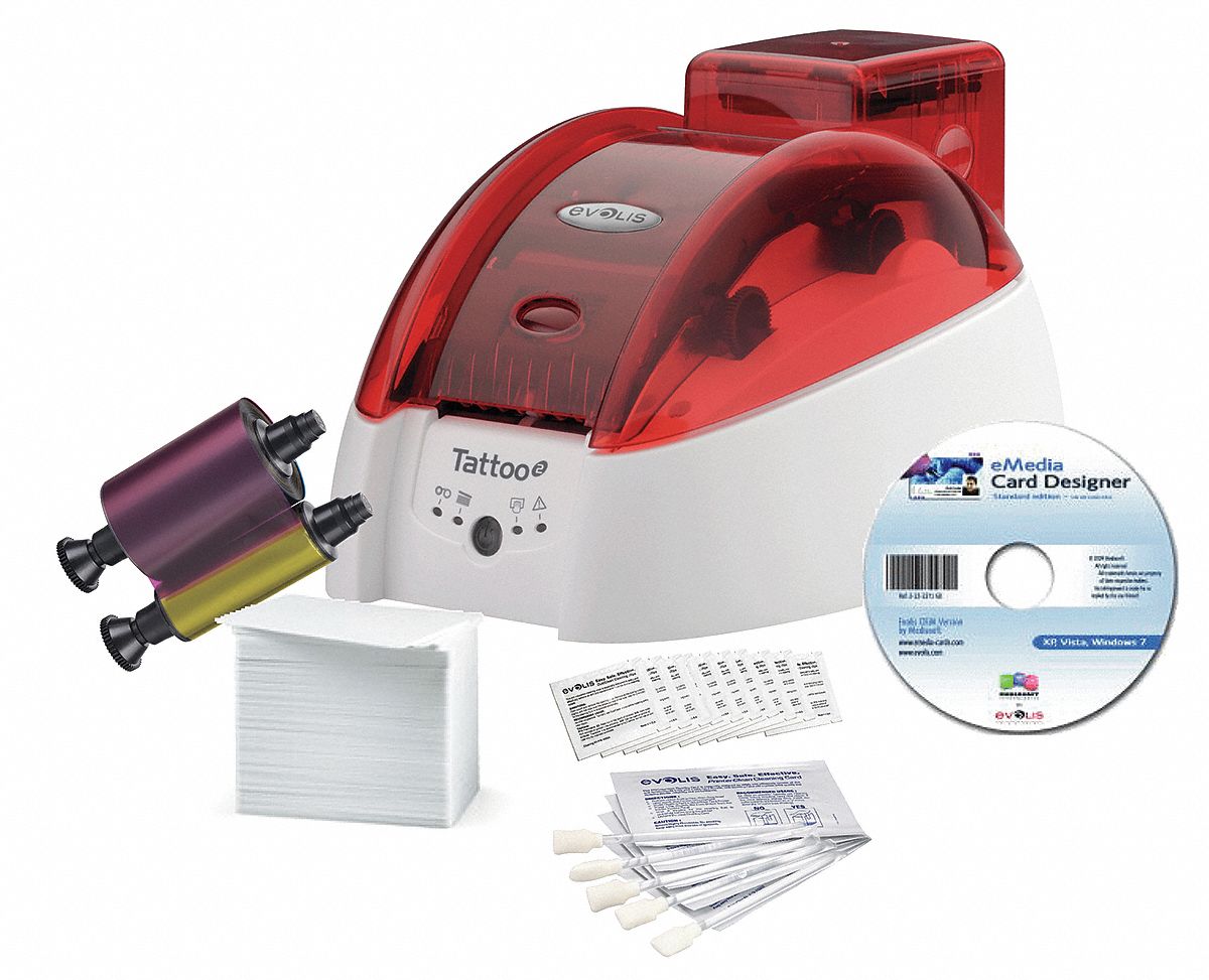 ID Card Printer Bundle,Red - Grainger