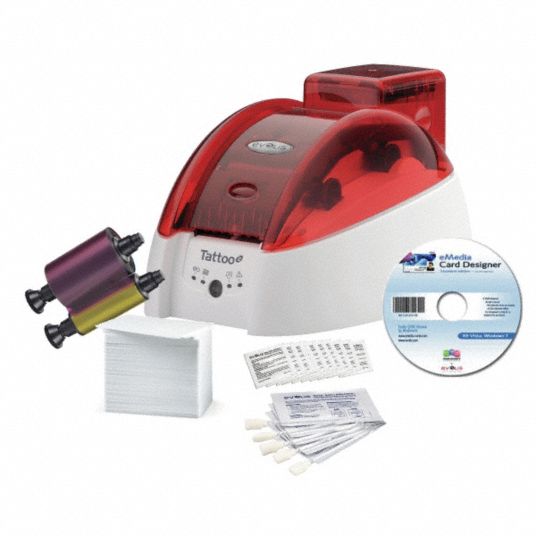 ID Card Printer Bundle,Red - Grainger