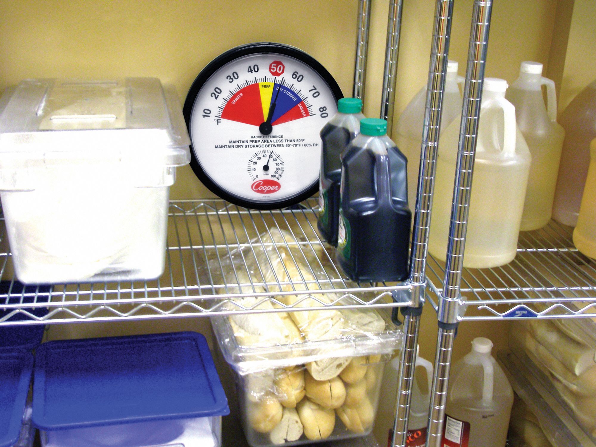 COOPER ATKINS Analog Hygrometer: 10° to 80°F, 0% to 100% RH, Food ...