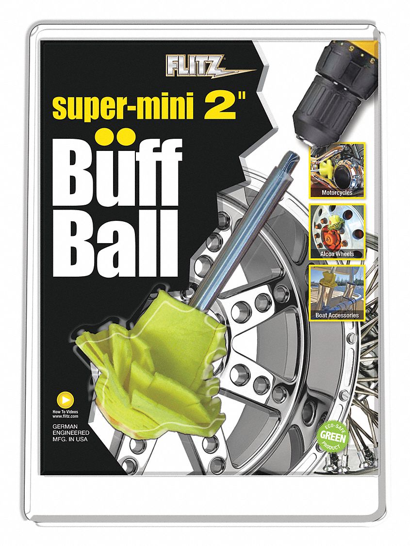 FLITZ PREMIUM POLISHING PRODUCTS Buffing Ball, 2 In Dia., 8 In L Shaft ...