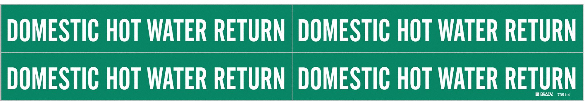 Domestic Hot Water Return, Green, Pipe Marker - 5GWX1|7351-4 - Grainger