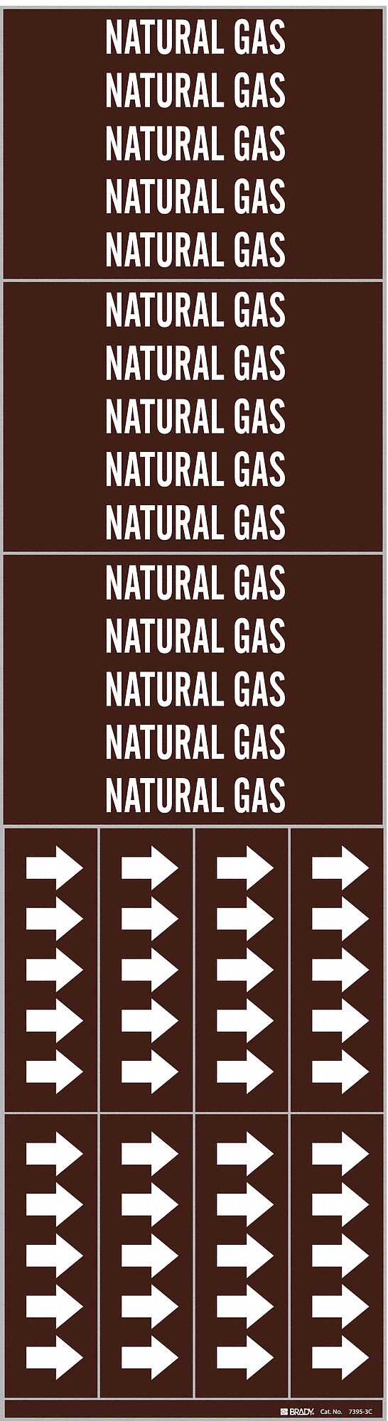 Natural Gas, Brown, Pipe Marker - 5GXA8|7395-3C - Grainger