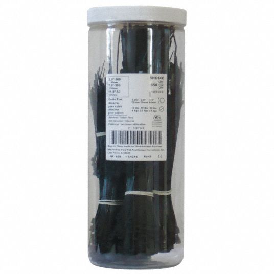 Cable Tie Kit, Color Black, Material Nylon 6/6 - Grainger