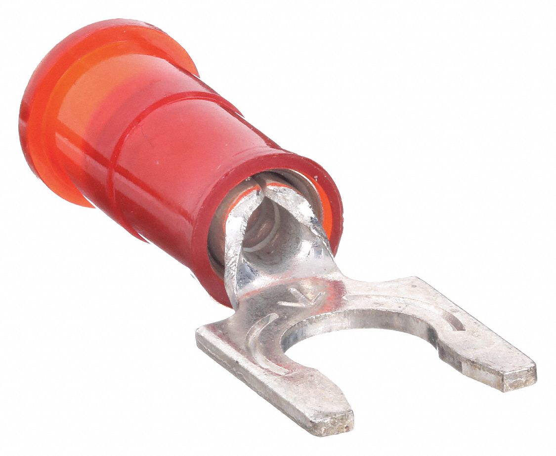 3M Fork Terminal: Red, Nylon, #6 Stud Size, 22 AWG – 18 AWG Wire Size ...
