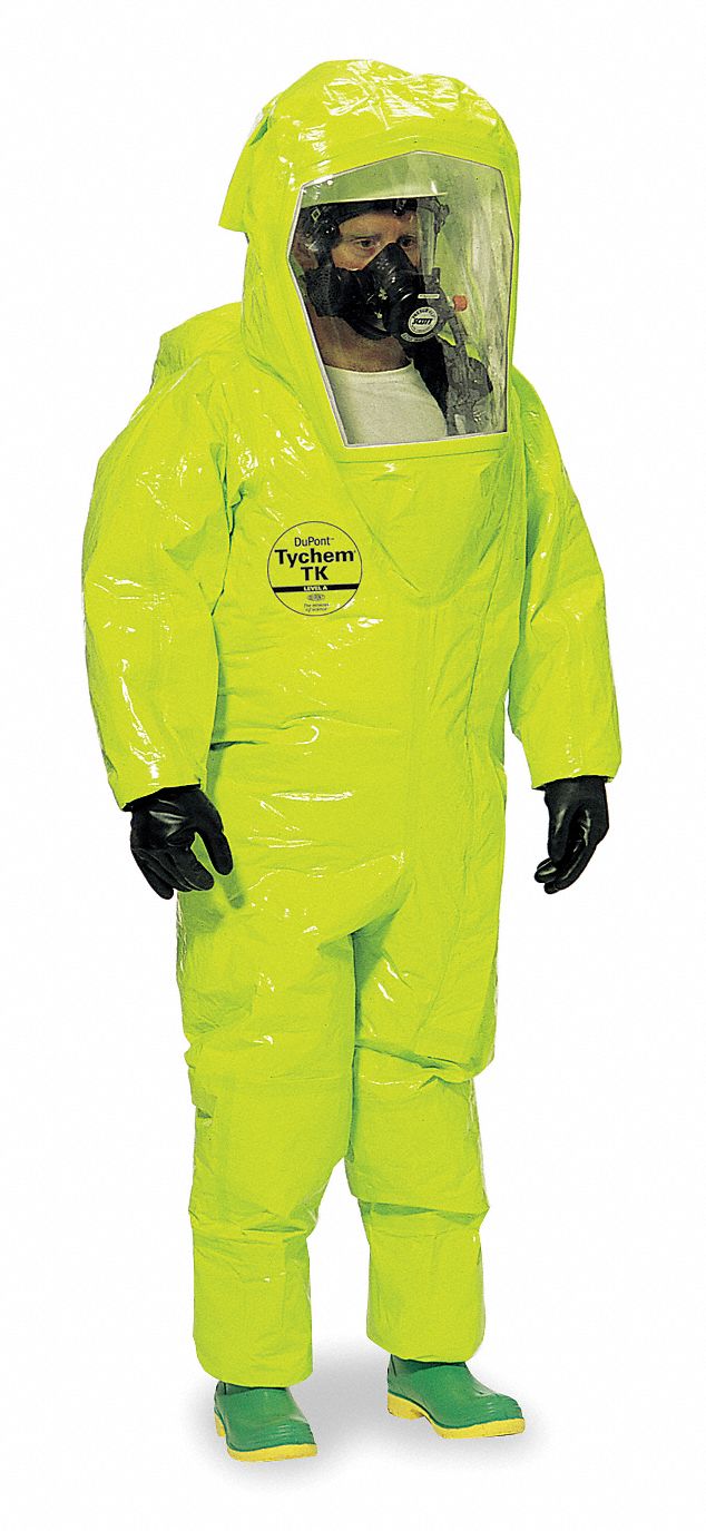DUPONT Level A Front-Entry Encapsulated Suit, Lime Yellow, L, Tychem(R ...