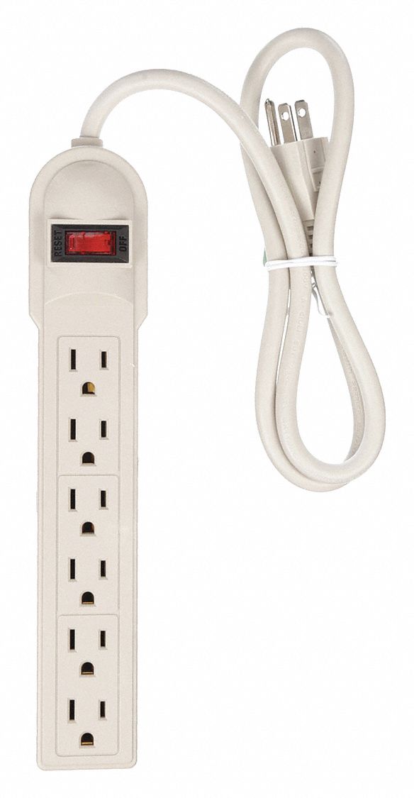 6 Outlets, 2 11/16 ft Cord Lg, Outlet Strip - 5HN14|5HN14 - Grainger
