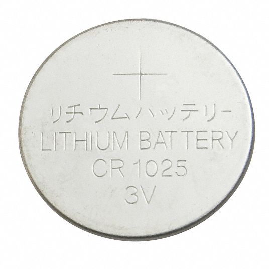 1025, Button Cell Battery, ANSI/IEC, Lithium, 3V DC, Diameter 0.389 in ...