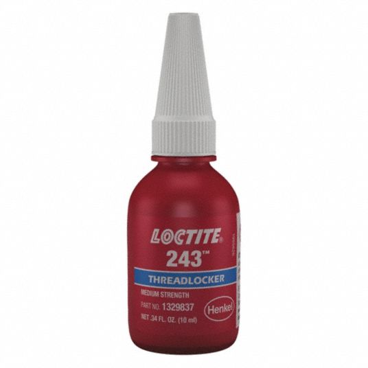 LOCTITE, 243, Blue, Primerless Medium-Strength Threadlocker - 5HYH7 ...