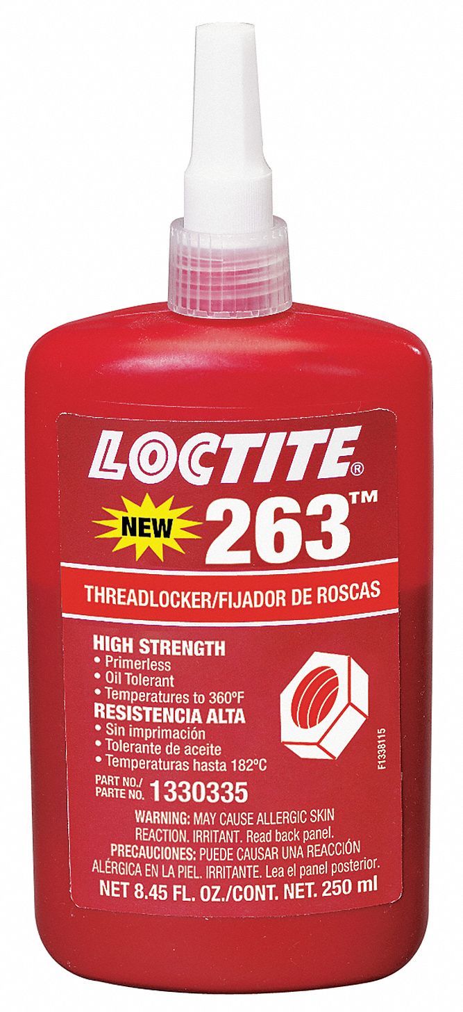 Loctite 263 Series High Strength Primerless Threadlocker Red Liquid