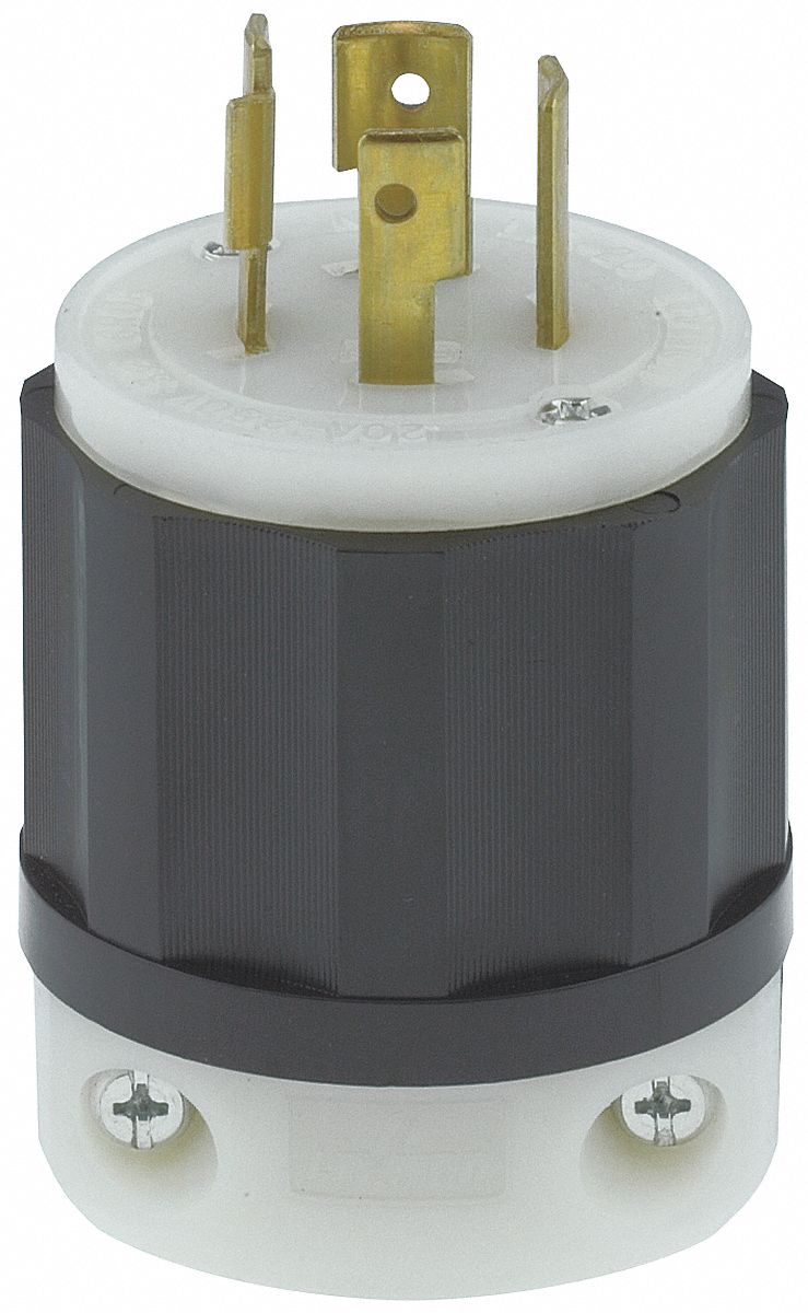 LEVITON 20A Industrial Grade Non-Shrouded Locking Plug, Black/White ...