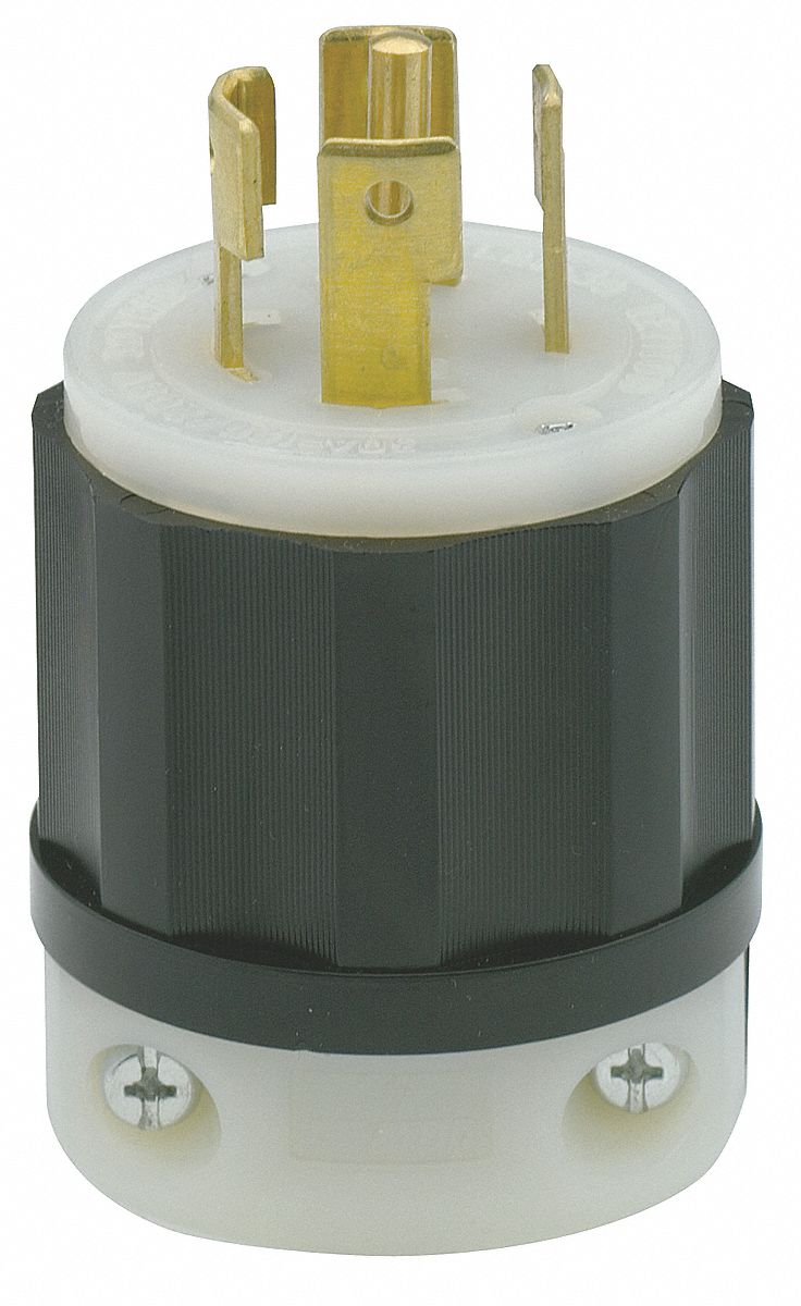 LEVITON 30A Industrial Grade Non-Shrouded Locking Plug, Black/White ...