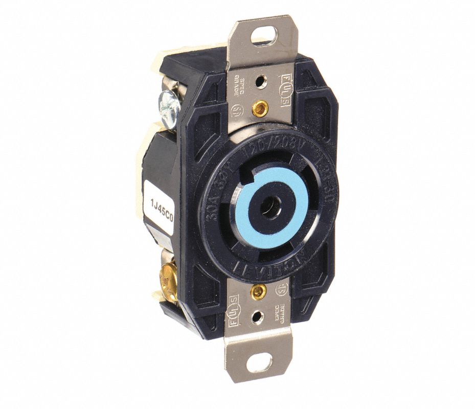 LEVITON Receptáculo,Negro, 30 Amperes, 120/208VCA Voltaje ...