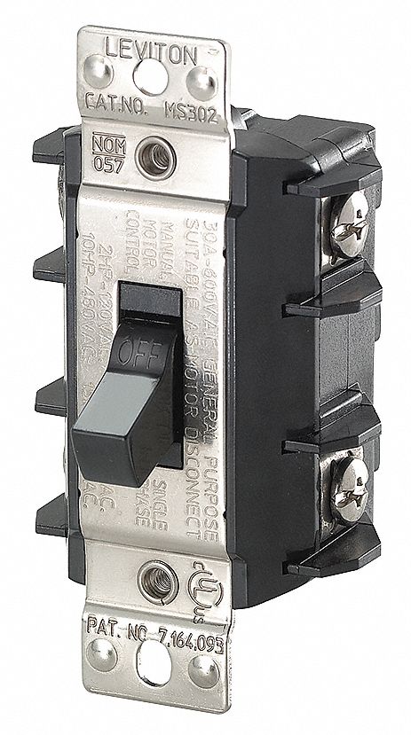 Manual Motor Switch, Short Toggle, No Enclosure Enclosure NEMA Rating ...