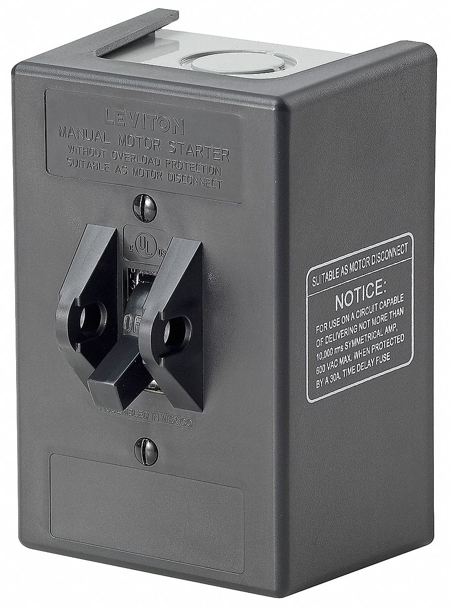 LEVITON Manual Motor Switch, 30 Amps AC, Toggle Operator - 5HYU0|N1303 ...