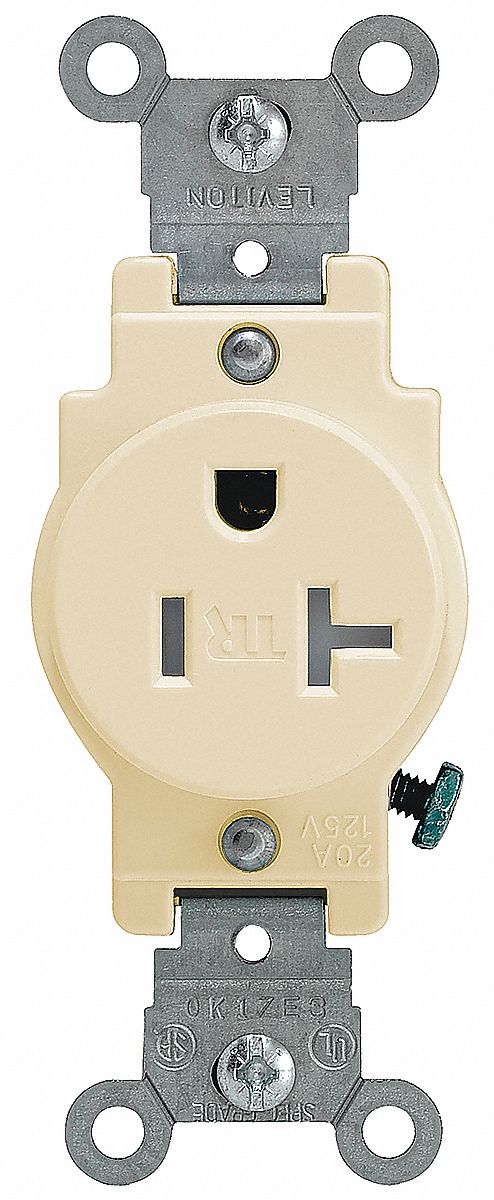 LEVITON, Single, Ivory, Receptacle - 792UP8|T5020-I - Grainger