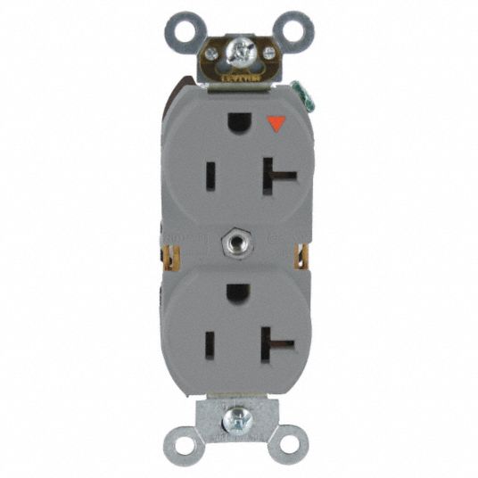 LEVITON 20, Commercial, Receptacle, Gray, No Tamper Resistant - 5HZD4 ...