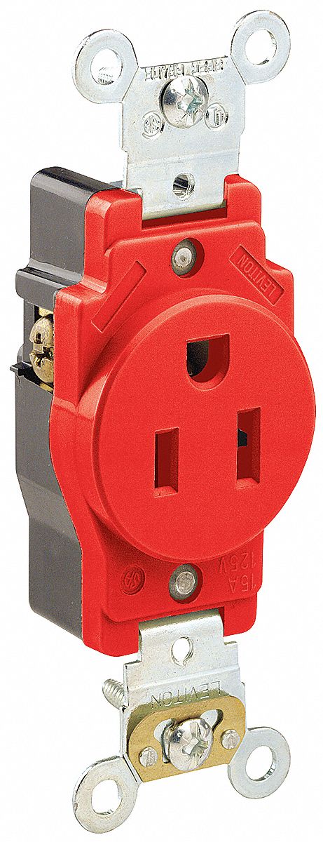 LEVITON, Single, Red, Receptacle - 792TK9|5261-R - Grainger