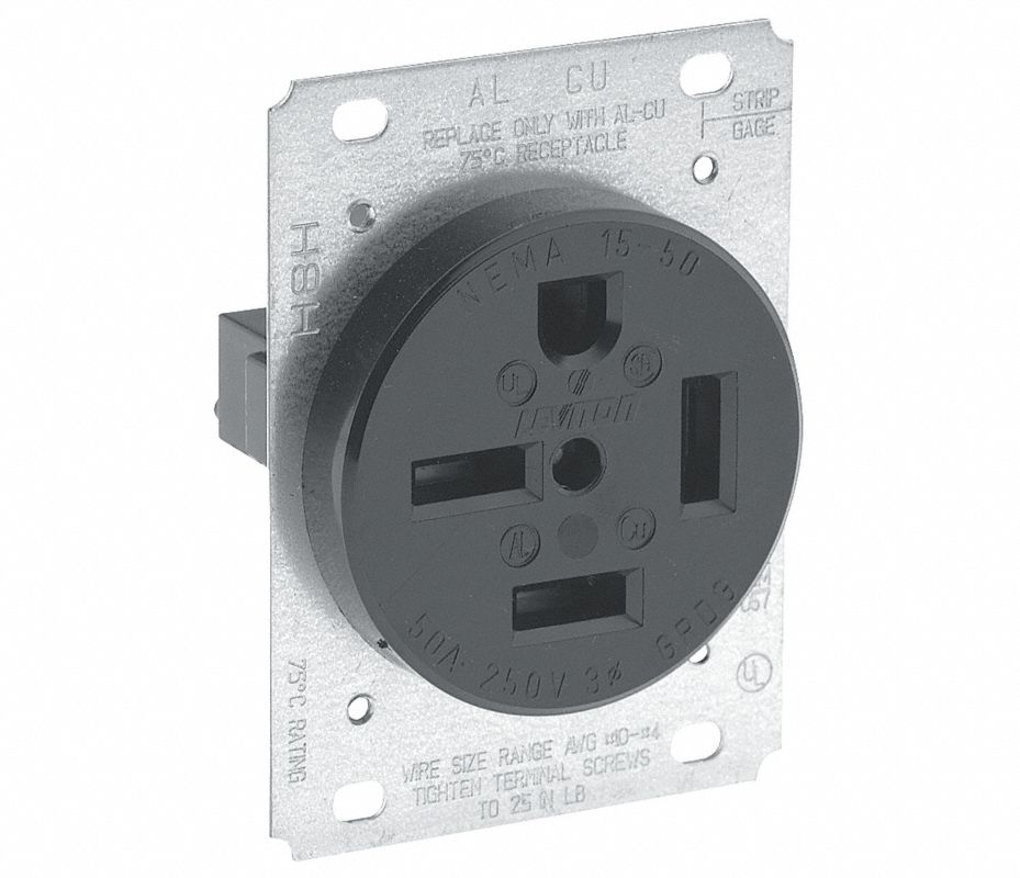LEVITON Receptáculo Montado al Ras,50 Amperes,Configuración NEMA 15-50R ...