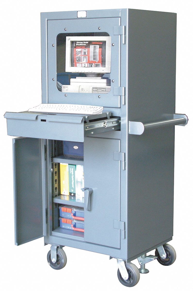 STRONG HOLD Mobile Computer Cabinet - 5HZR4|25-CC-242-RK-CA - Grainger