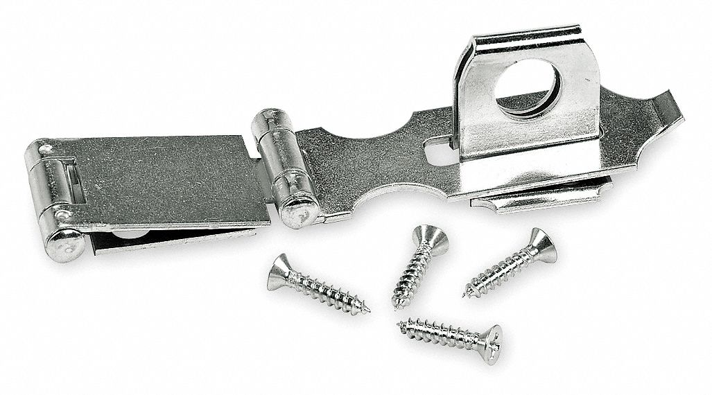 Conventional Fixed Staple HaspL, Bright Zinc Finish - Grainger