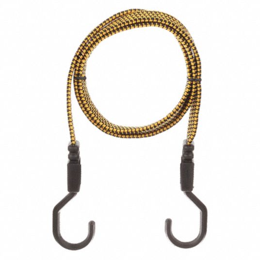 Yellow/Black Rubber Bungee Cord with J-Hooks, Bungee Length: 24 in ...