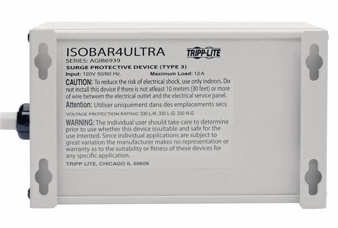 TRIPP LITE Isolated Filter Surge Protector Outlet Strip: 4 Outlets ...