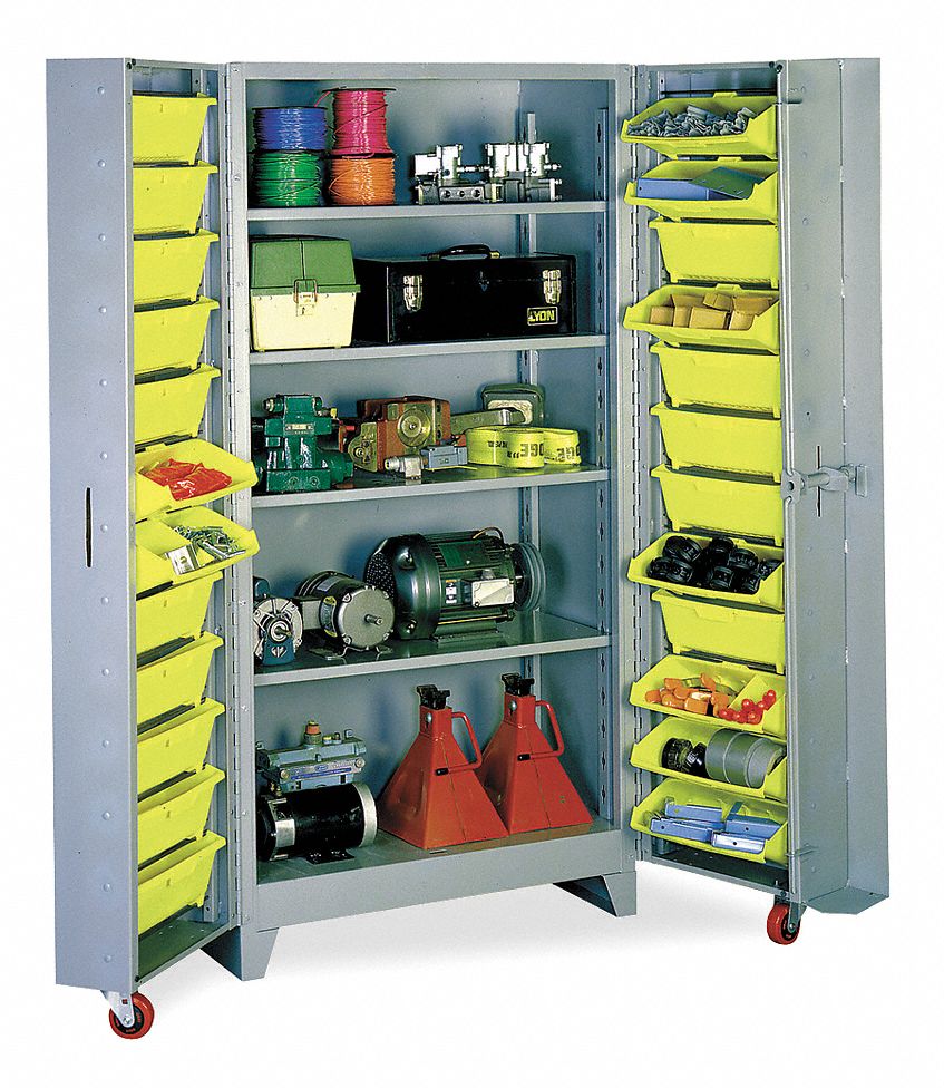 LYON, 39 in x 27 in 76 in, 4 Shelves, Bin Cabinet - 5JL50|DD1125 - Grainger
