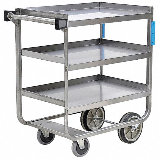 Flat Handle Utility Cart, Load Capacity 700 lb, Number of Shelves 3 ...
