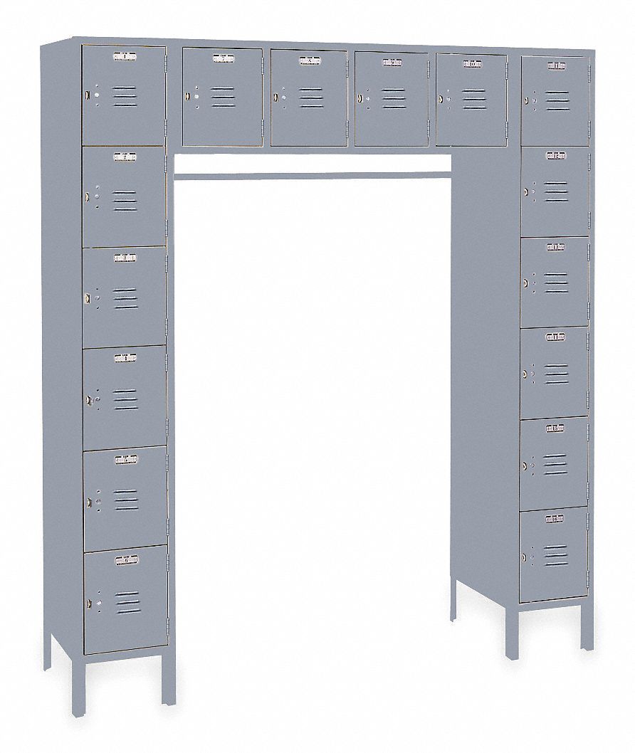 LYON, 69 in x 18 in x 78 in, 6 Tiers, Box Locker Unit with Coat Rod ...